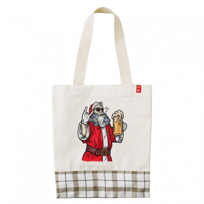 Bad Santa Claus, Rock, Beer and Cigar, Funny T-Shirt - Logic Design Studio